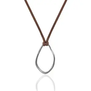 A WEATHERED PENNY Brown / Silver Silver Orb Necklace Light Brown Cord - Brown/silver