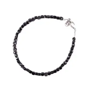 MINERALGEMS ✩ STUDIO Black / Silver Black Tourmaline Bracelet For Him - Black/silver