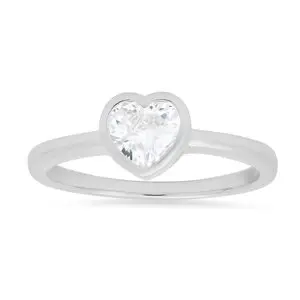 KYLIE HARPER Bezel Set Diamond Cz Heart Ring In Sterling - Silver