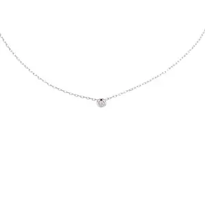 BLOOMTINE | EARTH ANGEL HQ Bloomtine Sterling Solitaire Moissanite Choker Necklace - Silver