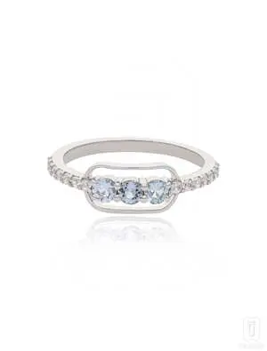 THE JEWELZ White / Blue / Silver Aqua Innes Triad Silver Ring - White/blue/silver