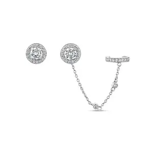SALLY SKOUFIS Sterling Silver Diamond Stud And Ear Cuff Set - White/silver