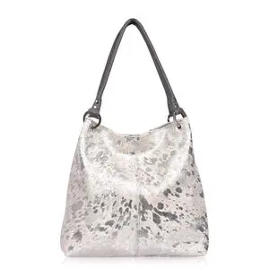 OWEN BARRY Cowhide Shoulder Bag Dudley Silver Acido - Grey