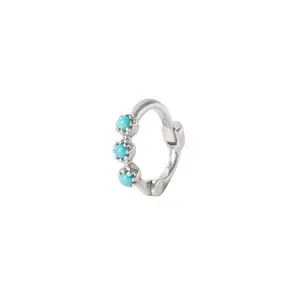ZOHREH Mini Turquoise Trilogy Huggie Hoop Earring Sterling Silver - Blue