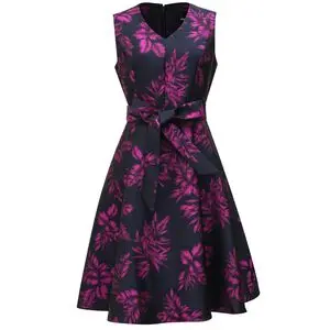 SMART AND JOY Floral Brocade Skater Dress - Purple