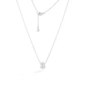 SHABELLA NYC Classic Crystal Tear Drop Necklace - Silver