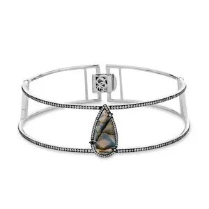 SALLY SKOUFIS Silver / Black Awaken Choker With Natural Black Diamond & Labradorite In Platinum - Silver/black