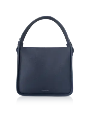 LE PARMENTIER Duplo Medium Hammered Leather Top Handle Bag - Blue