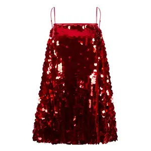 NALÈ Sequin Christmas Mini Dress – Festive Party Outfit - Red