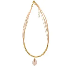 NART NATURE MAKING ART Gold / White The Buzios Buriti Natural Fiber Necklace - Gold/white