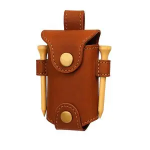 VIDA VIDA Two Golf Ball And Tees Leather Holder Tan - Brown