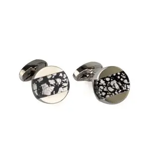 DAVID WEJ Silver / Blue Circle Vintage Cufflink Silver - Silver/blue