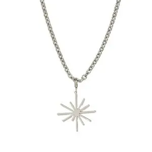 SAHARAS ESSENTIALS White Gold Plated Star Charm Necklace - Silver