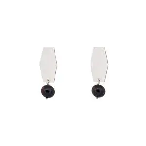 SILVER MOON Black / Silver Sterling Silver & Black Pearl Earrings – Infinity Black - Black/silver