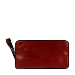 TIME RESISTANCE Leather Cosmetic Bag Dopp Kit All The Kings - Red