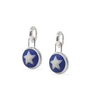 VINTOUCH ITALY Blue / Silver Starfish Cameo Hoop Earrings - Blue/silver