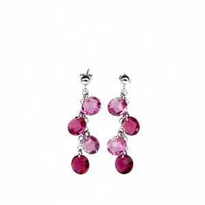 ADDICTED2 Pink / Silver Venere Silver Earrings With Cz Coin Crystals - Pink/silver