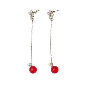 MY MOKONDO Silver / Red Astra Earrings - Silver/red