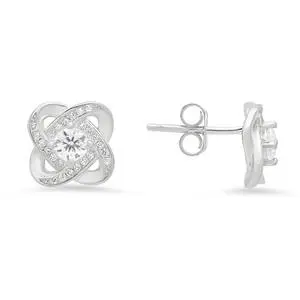KYLIE HARPER Diamond Cz Love Knot Stud Earrings In Sterling - Silver