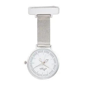 BERMUDA WATCH COMPANY Annie Apple Mesh Nurse Fob Watch Silver