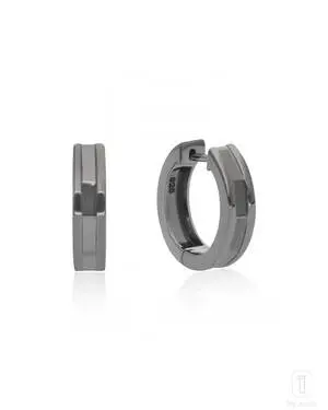 THE JEWELZ Neutrals / Black / Silver Silver Monochrome Edge Huggies For - Black/silver