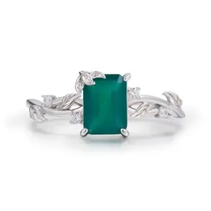 AZURA JEWELRY NEW YORK Ring Of Earth Green Onyx White Gold Vermeil - Silver