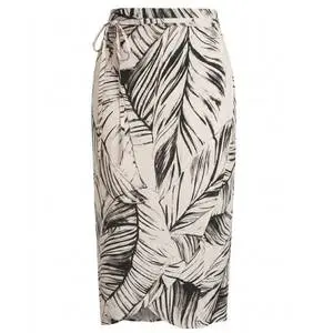 IMAATU Tropical Print Draped Midi Wrap Skirt - Black