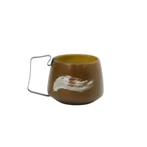 ANATOLIACRAFT Hic Ceramics Mocca Sand Medium Stoneware Cup With Removable Stainless Steel Handle - Brown