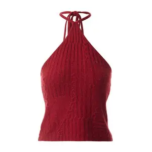 FULLY FASHIONING Ruby Freya Cable Wool Knit Halter Top