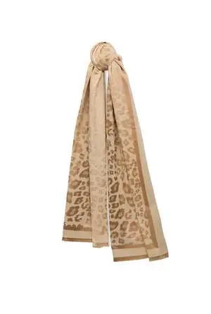 JAMES LAKELAND Neutrals Leopard Scarf
