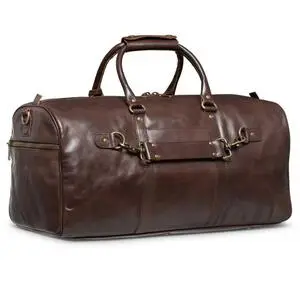HIDES LEATHER CO. Large Weekender Bag Vintage Leather Duffle Traveler - Brown