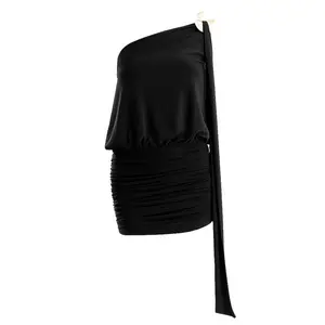 MAISON DE GALA One-shoulder Mini Dress - Black
