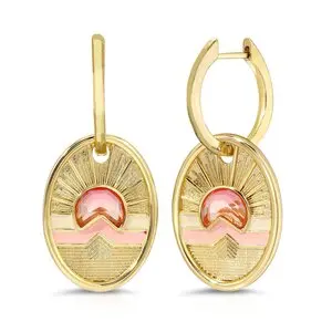 GLAMROCKS JEWELRY Tequila Sunrise Charm Hoop Earrings Sun - Yellow