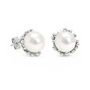 UNALOE Sterling Silver Natural Pearl Earrings - Silver/white