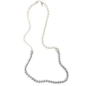 FARRA Grey Freshwater Pearls Multi-way Necklace - White