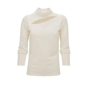 JULIA ALLERT Neutrals Ecru Blouse With A Cutout Jersey - Beige