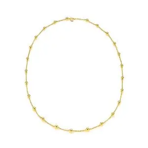 UNALOE Modern Long Plated Sterling Silver Beaded Necklace – Layering Chain - Gold