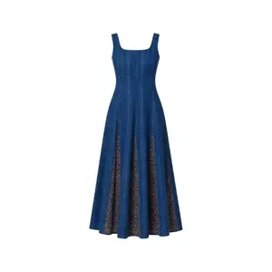 CHARKHA & LOOM Shop Artemis Handloom Denim Midi Dress Denim| Buy Online - Blue