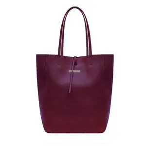 BETSY & FLOSS Milan Soft Leather Tote Bag In Burgundy Hardware - Silver