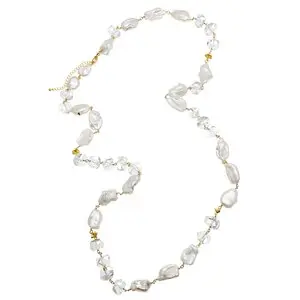 FARRA Freshwater Pearls With Quartz & Crystal Multi-way Necklace - White