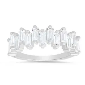 KYLIE HARPER Sterling Abstract Baguette-cut Diamond Cz Ring - Silver