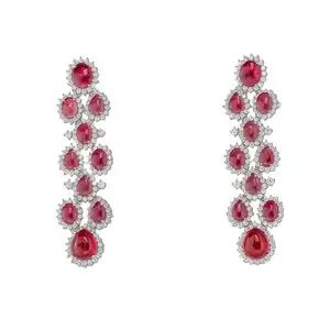 MERAKI BY RASHMI BAJAJ Elise De Boucles Hot Cubic Zirconia Chandelier Earrings - Pink