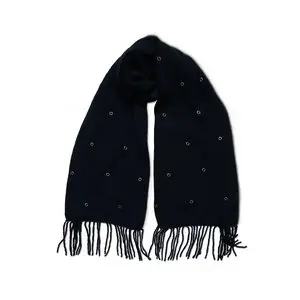 2KSTYLE Kasmir Handknit Hand-embellished Fringed Alpaca-blend Scarf - Black