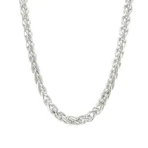 7879 Braided Curb Chain Necklace - Silver