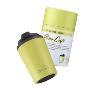Fressko Bino 8oz / 227ml Reusable Coffee Cup, Stainless Steel - Sherbet Yellow