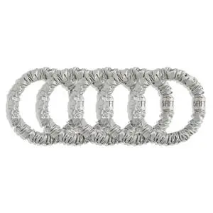 6FIFTYTWO® Pure Mulberry Slim Silk Scrunchies - Silver