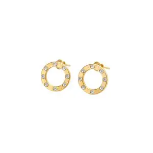 LILY FLO JEWELLERY Circle Stud Earrings With Diamonds - Gold