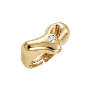 LINYA JEWELLERY Solstice Eye Detailed Adjustable Ring With Amorphous Stone - Gold