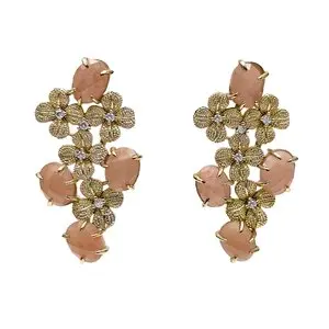 FARRA Flower Agate Statet Earrings - Orange