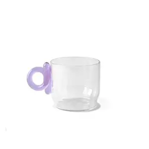 And Jacob Tea Time Coffee & Tea Glass Cup With Spiral Handle & Purple - Pink